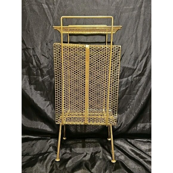 Other | Vtg Mcm Richard Galef Style Gold Metal Mesh Telephone Stand ...